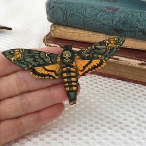 Halloween Brooch, Death Moth Pin, Wooden Pin, Halloween Pin, Death Head ...