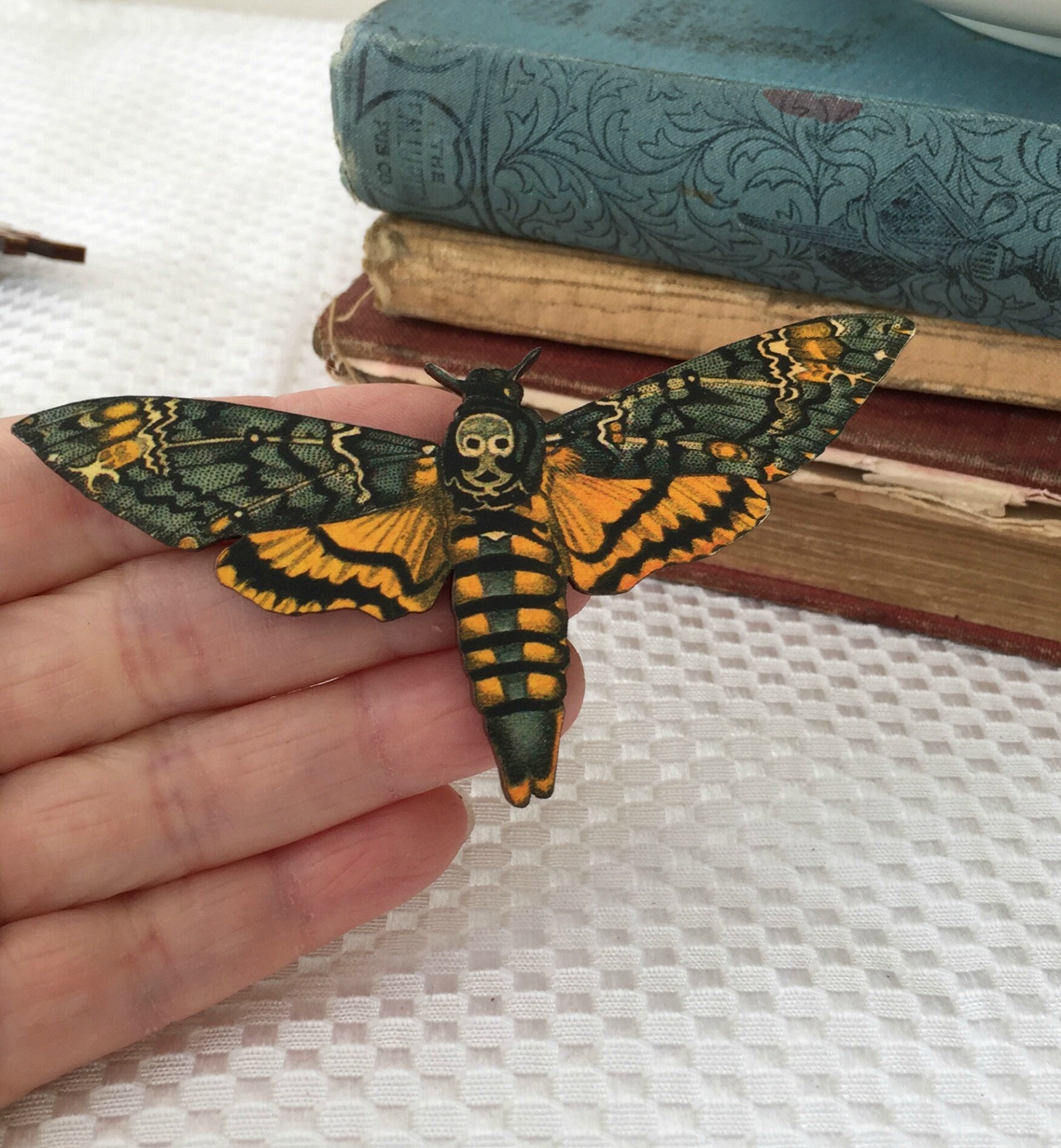 Halloween Brooch Death Moth Pin Wooden Pin Halloween Pin - Etsy
