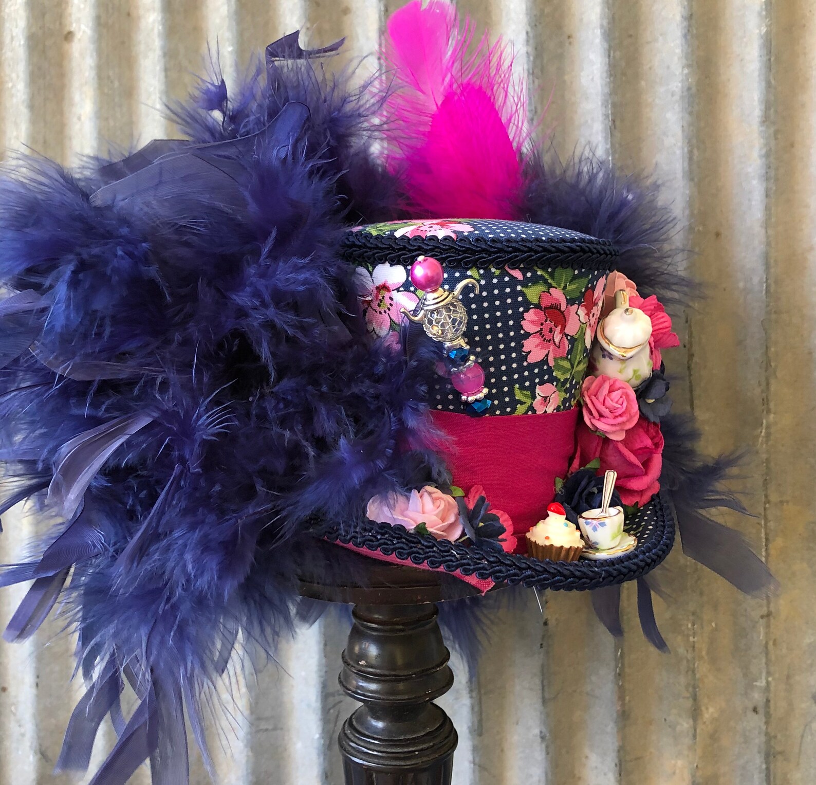 Mini Top Hat Blue and Pink Tea Cup hat Alice in Wonderland | Etsy