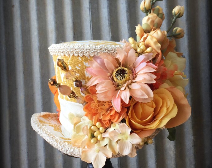 Mini Top Hat Yellow and Orange Flower Tea Alice in - Etsy