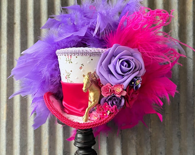Kentucky Derby Hat, Kentucky Derby Mini Top Hat, Purple and Pink Mini ...
