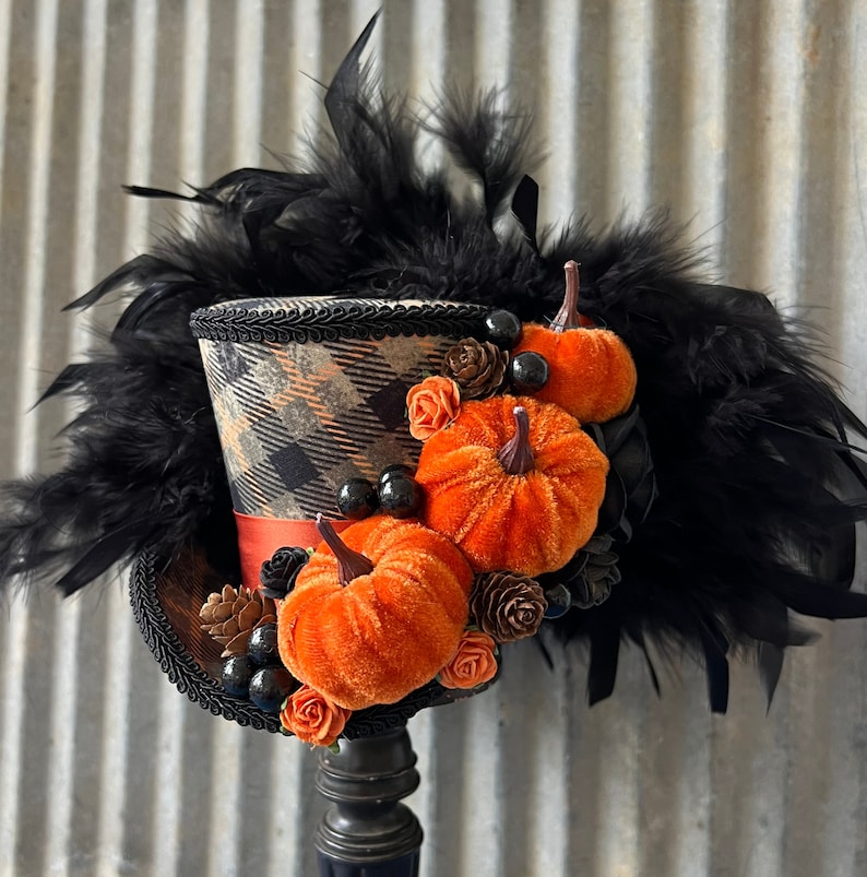 Mini Top Hat Fall Mini Top Hat Thanksgiving Hat Black and - Etsy