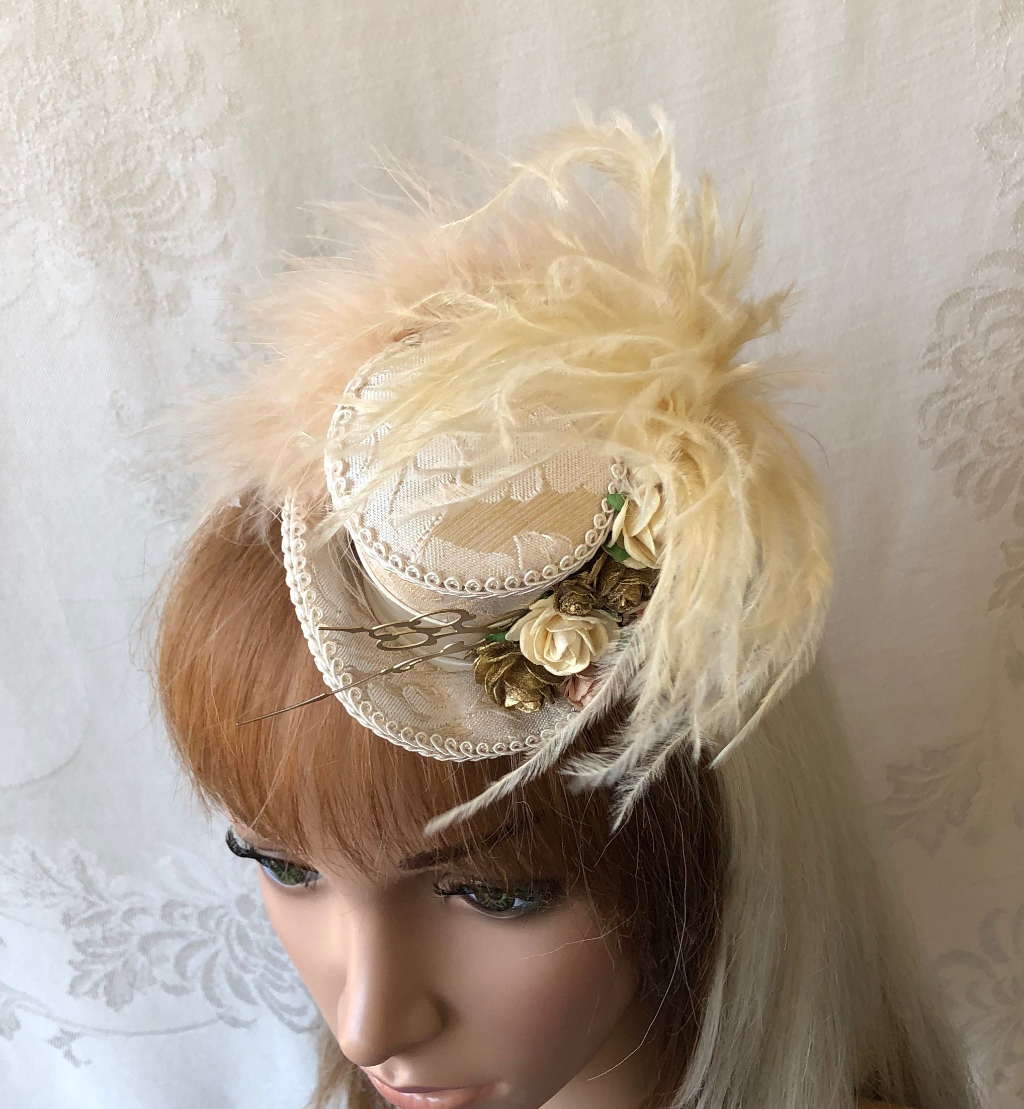 Micro Mini Top hat Wedding Mini hat Ivory Steampunk hat | Etsy