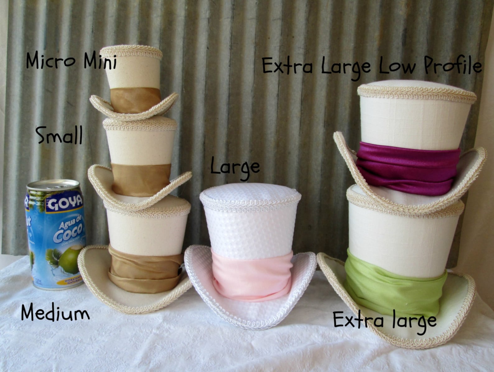 Demonstration or Example of Sizes of Top Hats for Chiki Bird | Etsy Canada