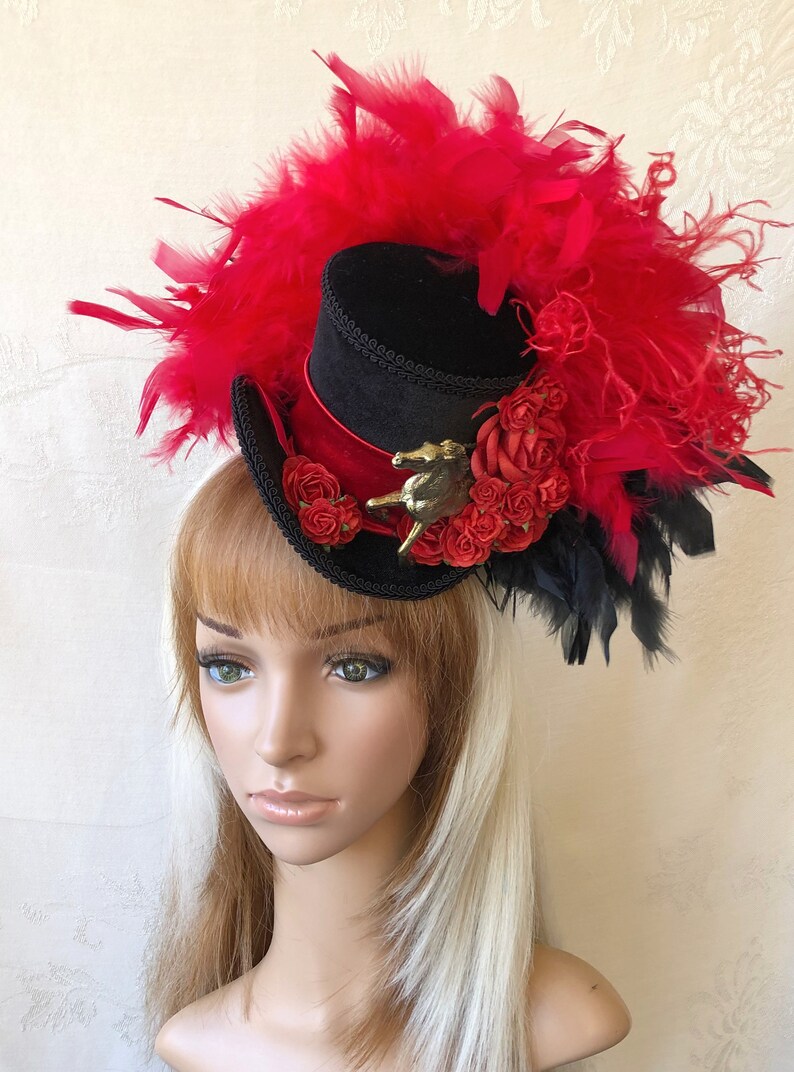 Mini Top Hat Kentucky Derby Mini Top hat Black and Red Mini | Etsy