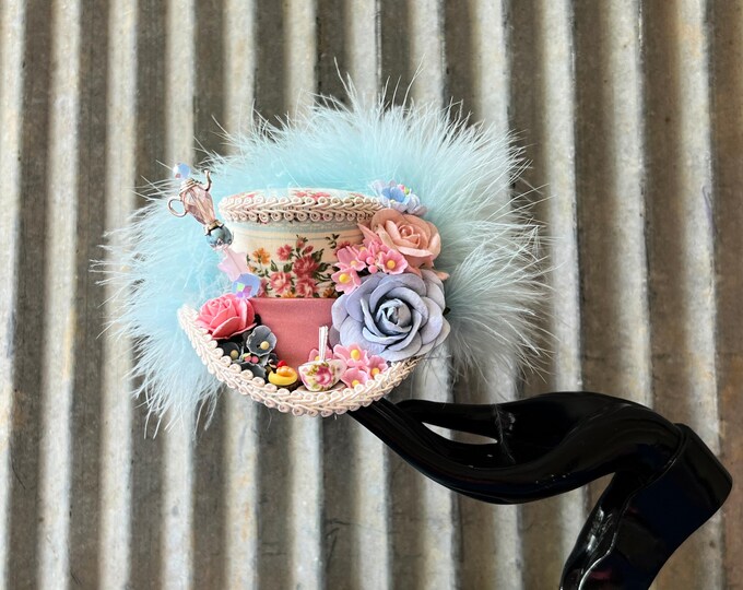 Micro Mini Top Hat, One-derland Birthday Hat, Tea Cup Hat, Rainbow ...