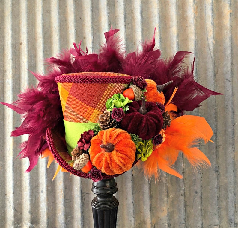 Mini Top Hat Thanksgiving hat Orange and lime Mini Top hat | Etsy