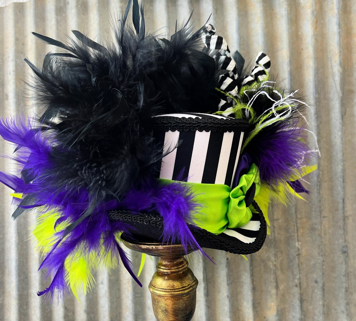 RESERVED FOR BILLIE, Black Stripe Mini Top Hat, Beetlejuice Mini Top ...