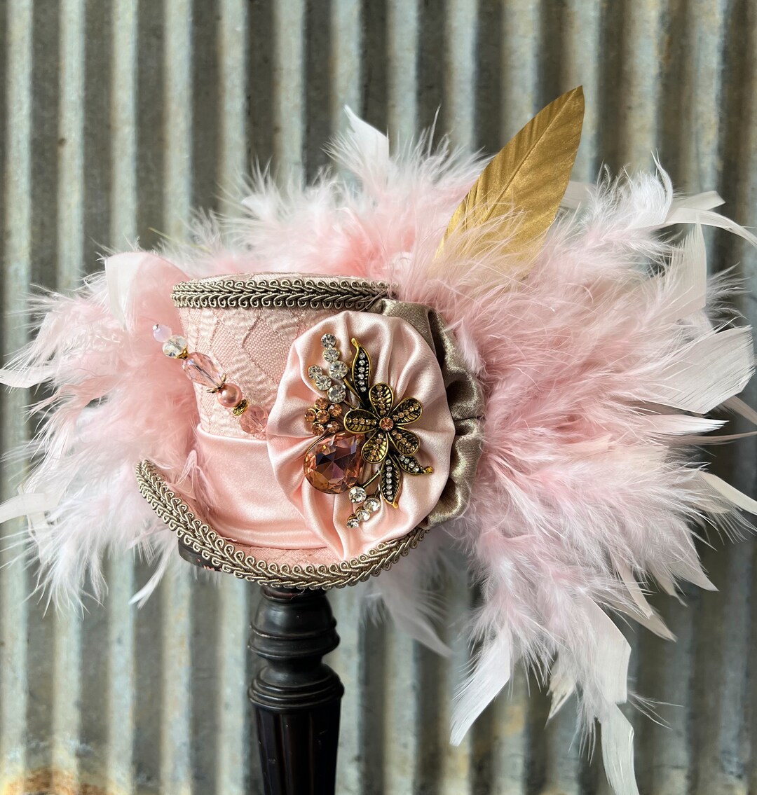 Mini Top Hat, Blush Pink Mini Top Hat, Alice in Wonderland, Mad Hatter ...