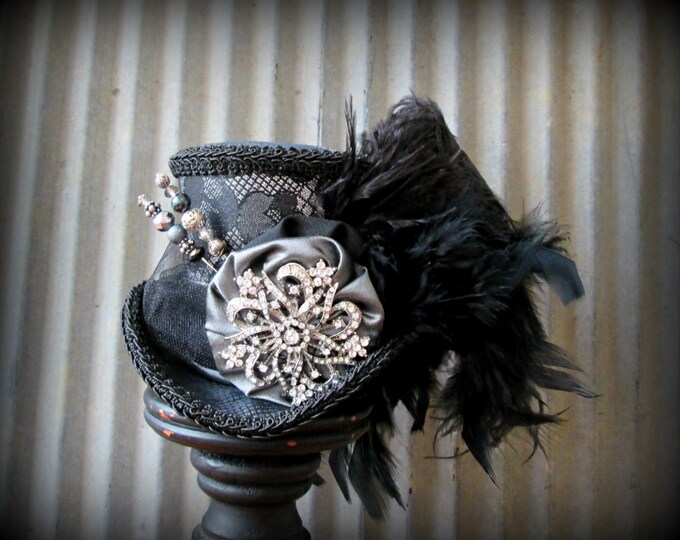 Black and Silver Opera Mini Top Hat Alice in Wonderland Mad - Etsy