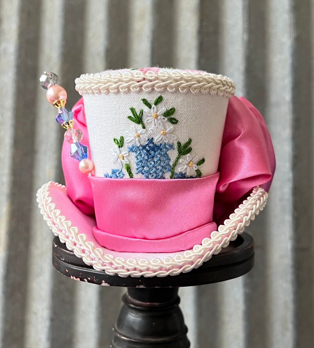 Micro Mini Top Hat Tea Cup Hat Baby Blue and Pink Flower - Etsy