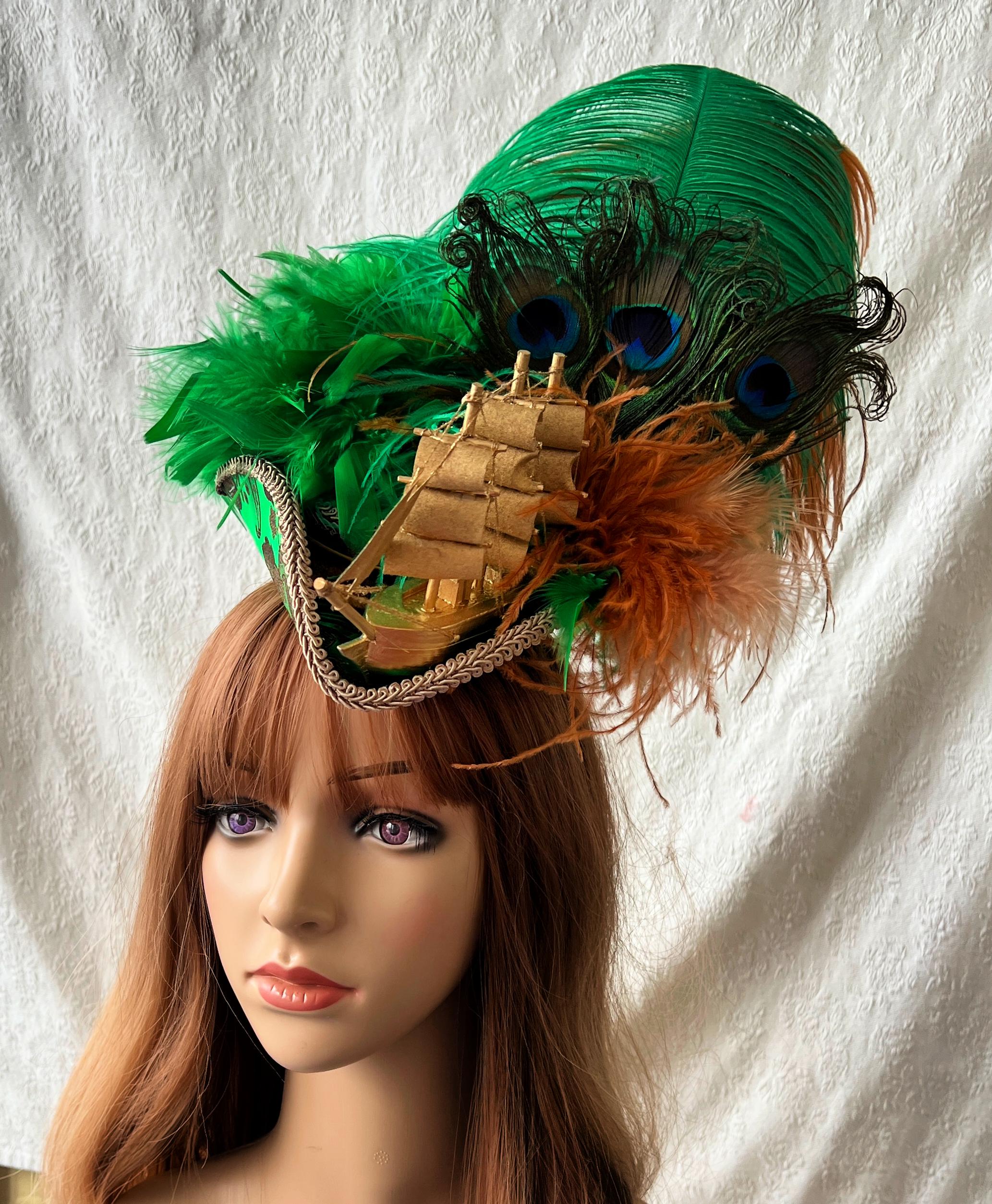 Mini Pirate Hat, Kelly Green and Gold Pirate Hat, Marie Antoinette Hat ...