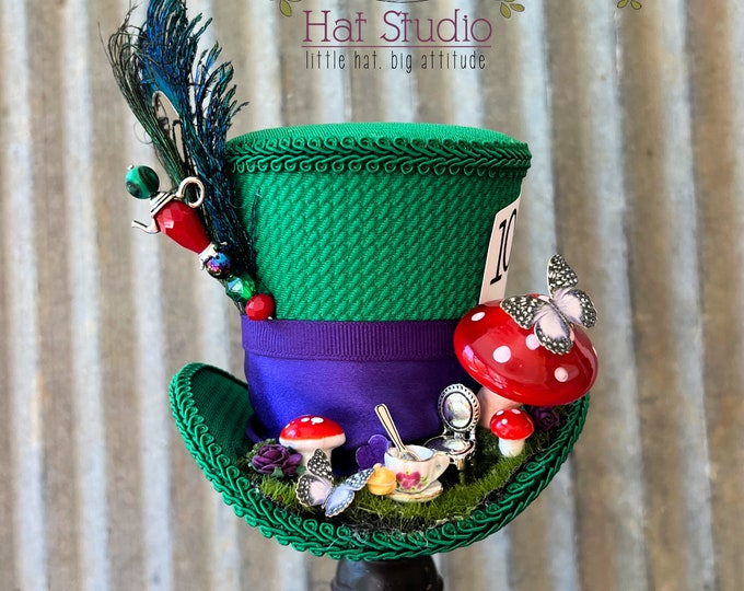 Mini Top Hat, Wonderland Diorama Tea Hat, Mad Hatter Hat, Mad Tea Party ...