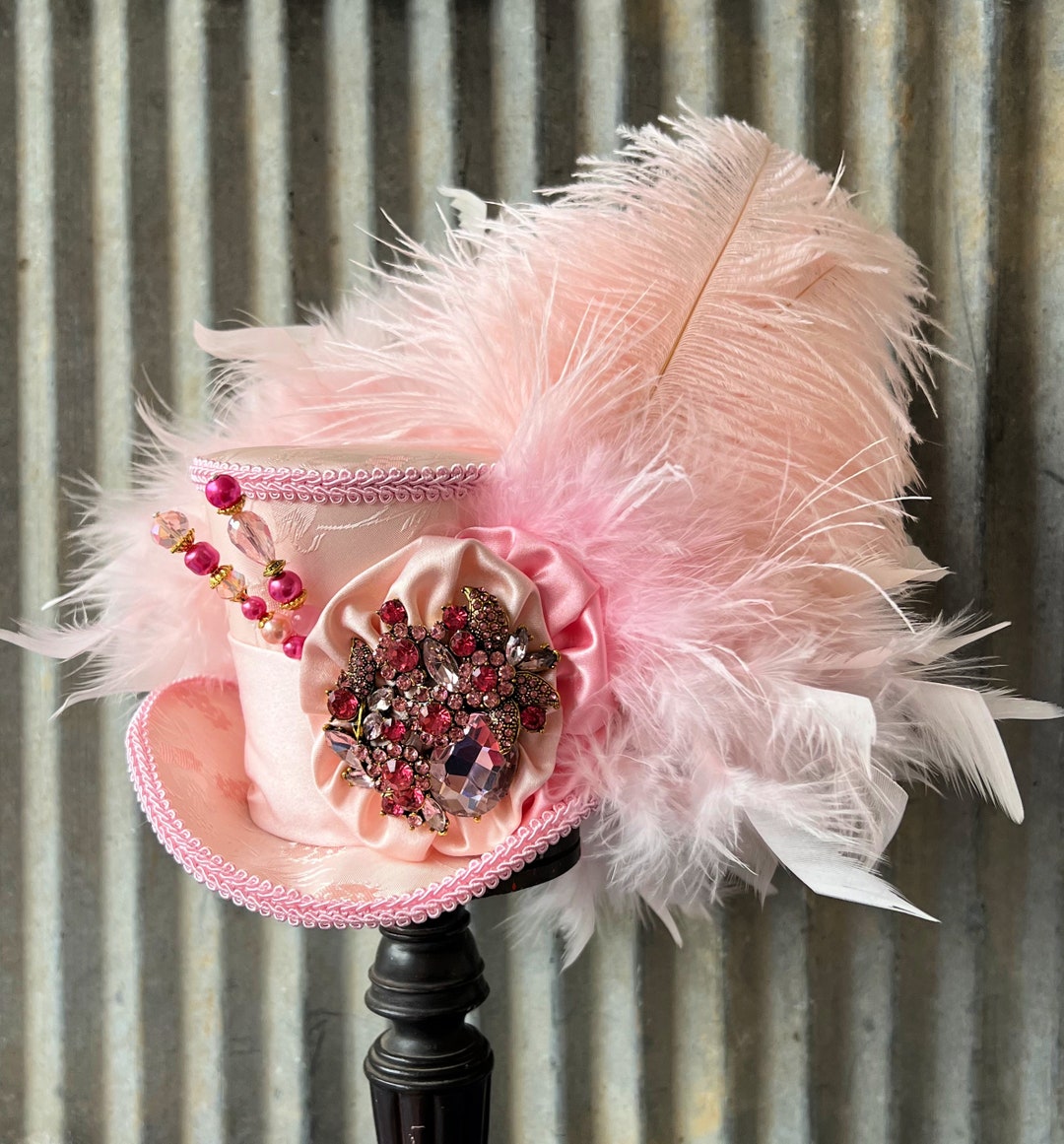 Mini Top Hat, Pink and Grey Kentucky Derby Hat, Mad Hatter Hat, Mad Tea ...