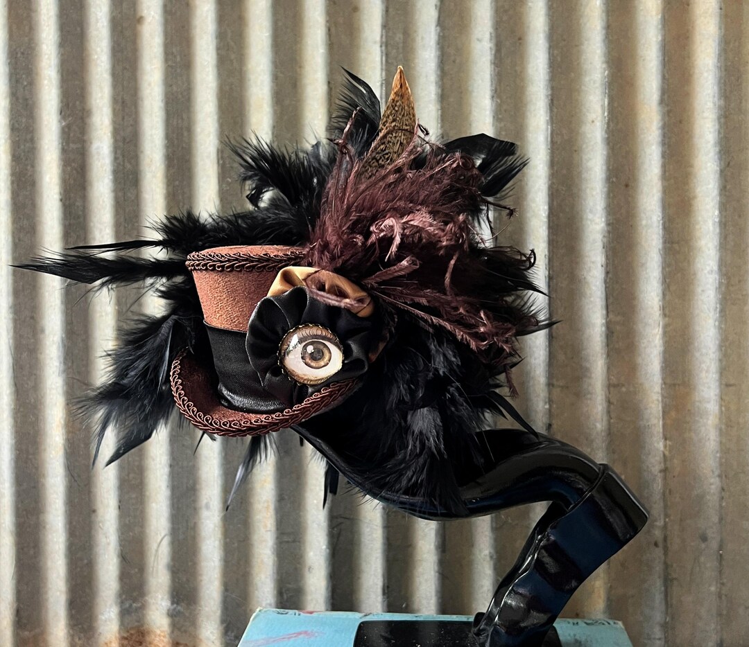 Micro Mini Top Hat, Eye Ball Mini Hat, Brown Halloween Hat,alice in ...