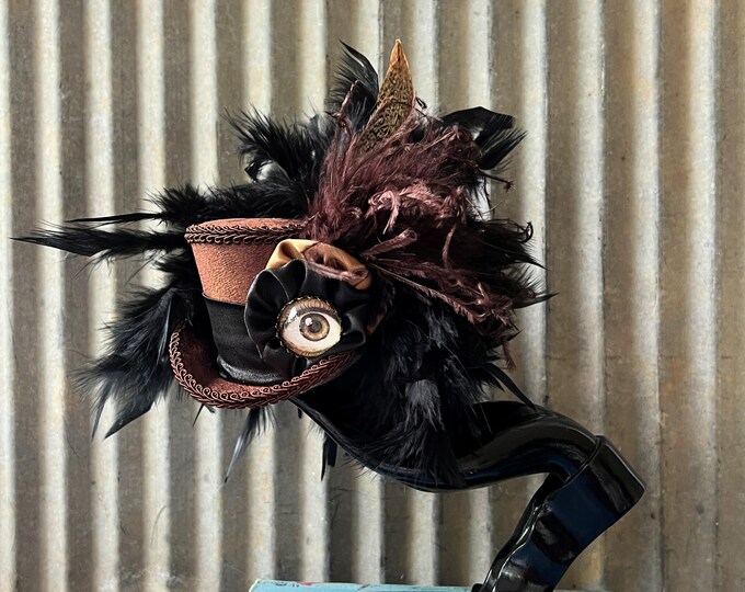 Micro Mini Top Hat, Eye Ball Mini Hat, Brown Halloween Hat,alice in ...