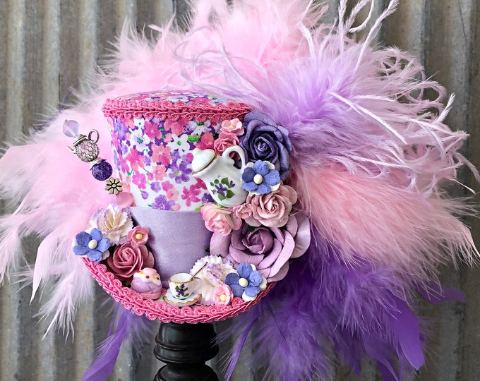Mini Top Hat Pink and Purple Tea Cup Hat Alice in - Etsy