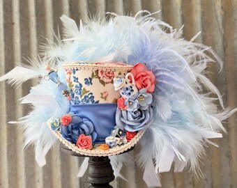 Mini Top Hat, Blue and Pink Tea Cup Hat, Alice in Wonderland, Mad ...