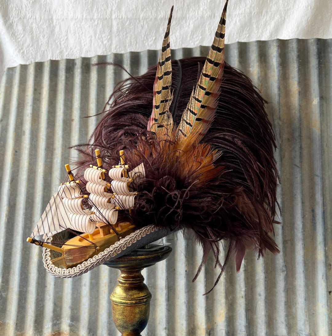Mini Pirate Hat, Gold and Brown Pirate Hat, Bridal Tricorn, Marie ...