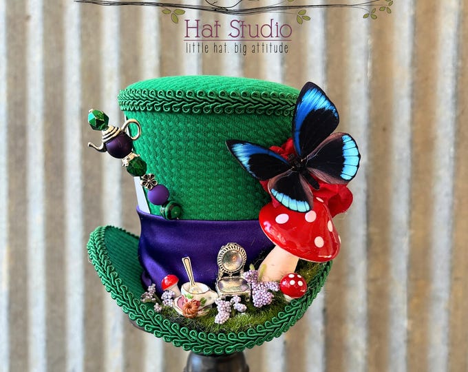 Mini Top Hat, Wonderland Diorama Tea Hat, Mad Hatter Hat, Mad Tea Party ...