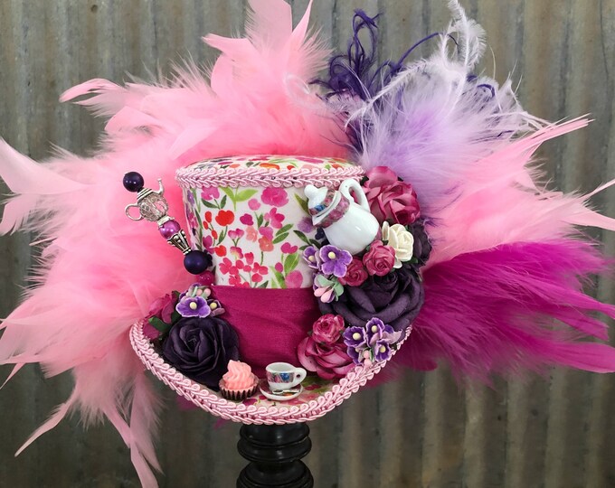 Mini Top Hat Pink and Purple Tea Cup Hat Alice in | Etsy