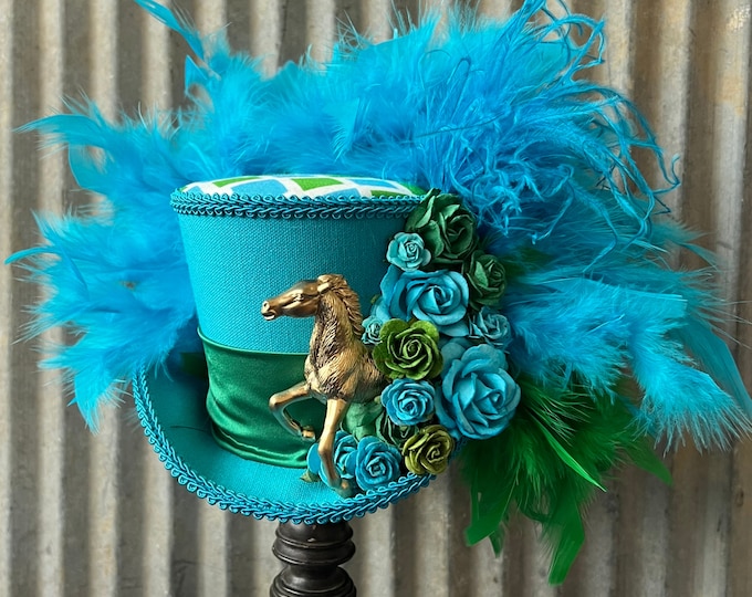 Kentucky Derby Mini Top Hat, Kentucky Derby Hat, Turquoise and Green ...