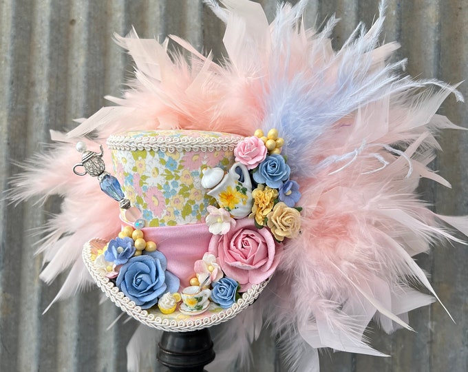 Mini Top Hat, Rose Tea Cup Hat, Pink Tea Pot Alice in Wonderland, Mad ...