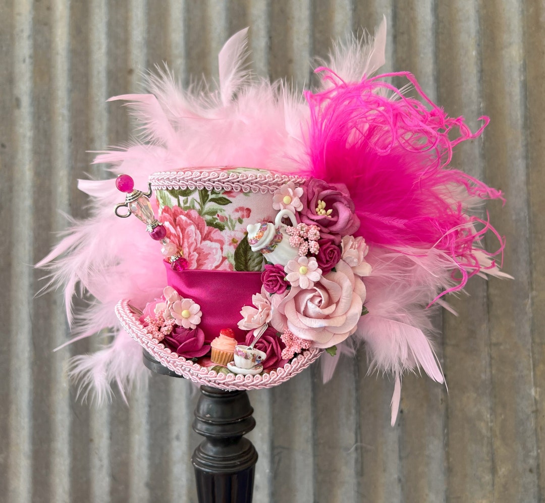 Mini Top Hat, Tea Hat, Pink Tea Cup Hat, Alice in Wonderland Hat, Mad ...