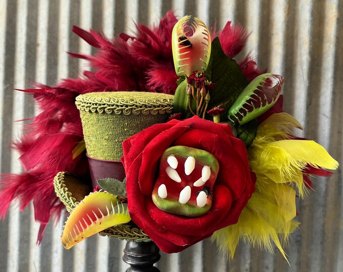 Mini Top Hat, Crow Raven Mini Top Hat, Halloween Mini Hat, Black Plaid ...