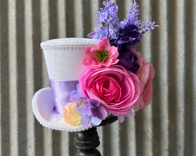 Mini Top Hat, Rainbow Flower Mini Top Hat, Kentucky Derby Mini Top Hat ...