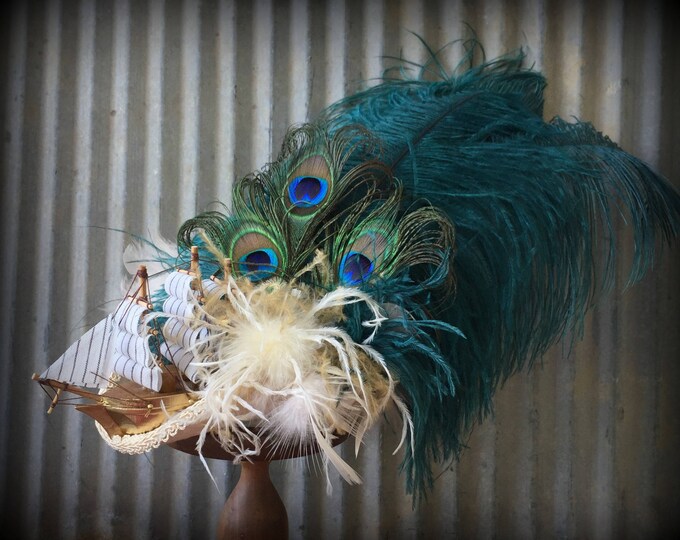 Mini Pirate Hat, Peacock Green Pirate Hat, Bridal Tricorn, Marie ...