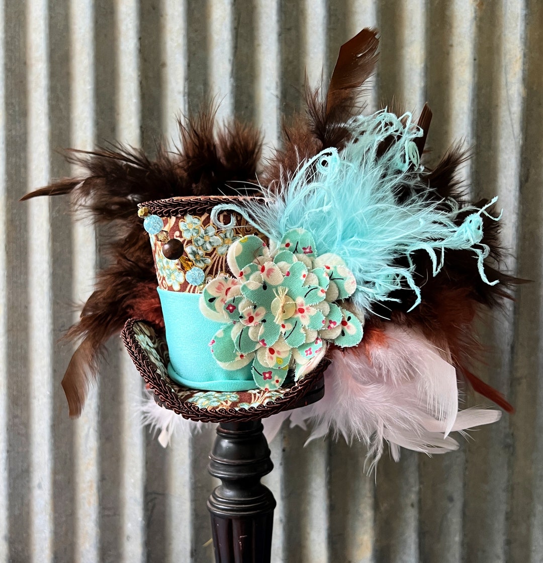 Kentucky Derby Mini Top Hat, Pink and Turquoise Flower Mini Top Hat ...