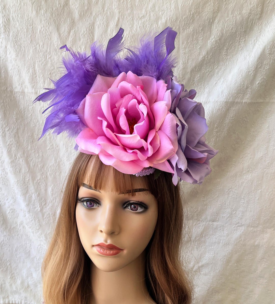 Kentucky Derby Fascinator, Purple Succulent Fascinator, Tear Drop ...