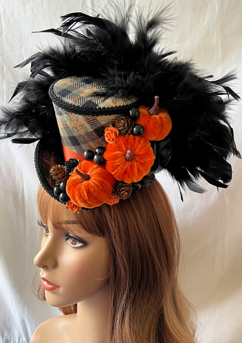 Mini Top Hat Fall Mini Top Hat Thanksgiving Hat Black and - Etsy