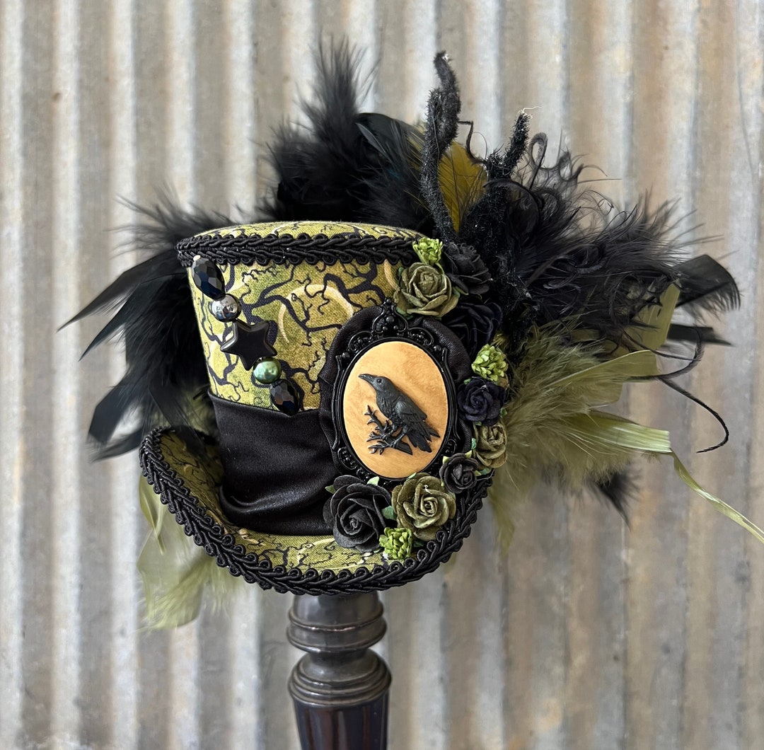 Mini Top Hat Crow Raven Mini Top Hat Halloween Mini Hat - Etsy