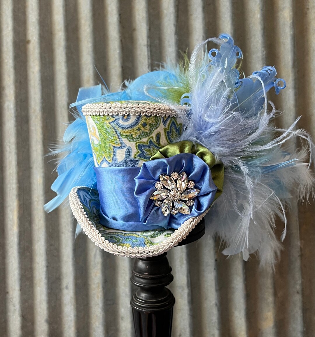Mini Top Hat, Green and Blue Mini Top Hat, Kentucky Derby Mini Top Hat ...