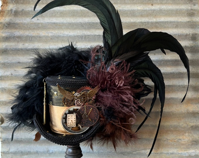 Mini Top Hat, Cog and Gear Hat, Metal Rivet Hat, Alice in Wonderland ...
