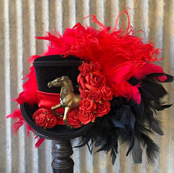 Mini Top Hat Kentucky Derby Mini Top hat Black and Red Mini | Etsy