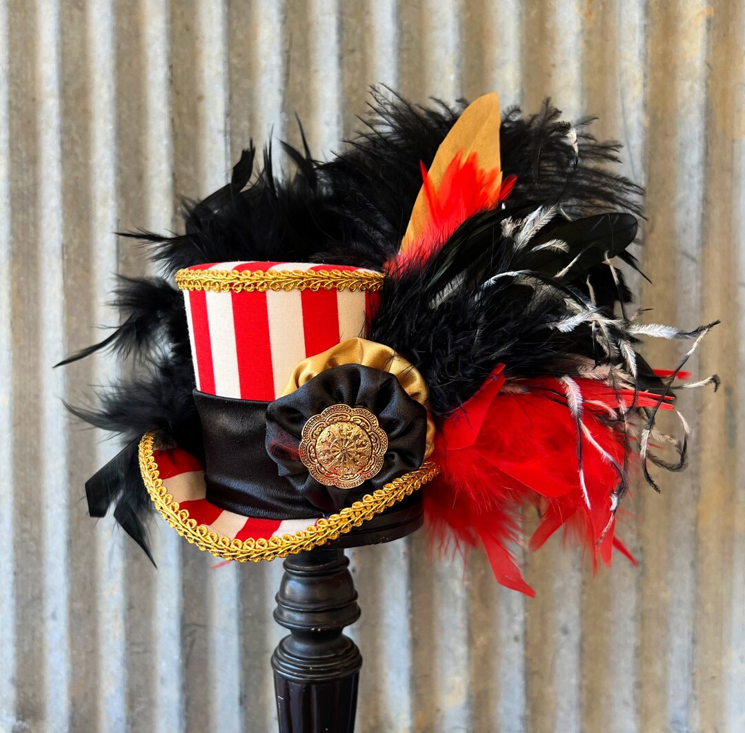 Mini Top Hat, Red Stripe Circus Mini Top Hat, Night Circus Mini Top Hat ...