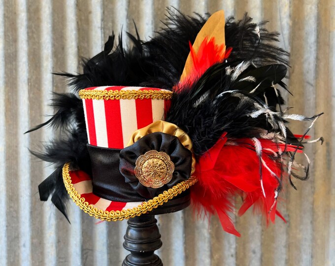 Mini Top Hat, Red Stripe Circus Mini Top Hat, Night Circus Mini Top Hat ...