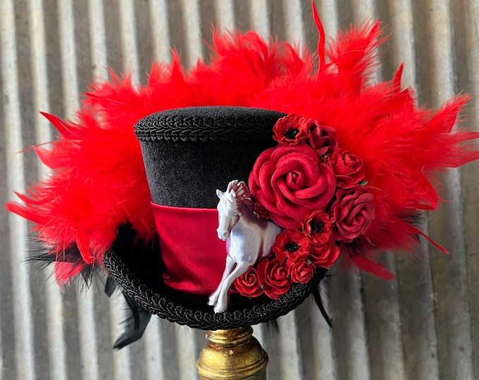 Mini Top Hat, Kentucky Derby Mini Top Hat, Black and Red Mini Top Hat ...