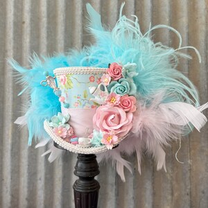Mini Top Hat, Tea Hat, Blue and Pink Tea Cup Hat, Alice in Wonderland ...