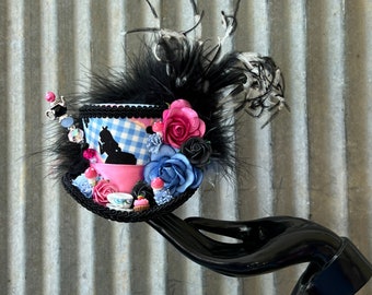 Mini Top Hat, Tea Hat, Blue and Pink Tea Cup Hat, Alice in Wonderland ...