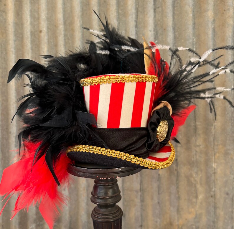 Mini Top Hat Red Stripe Circus Mini Top Hat Night Circus - Etsy