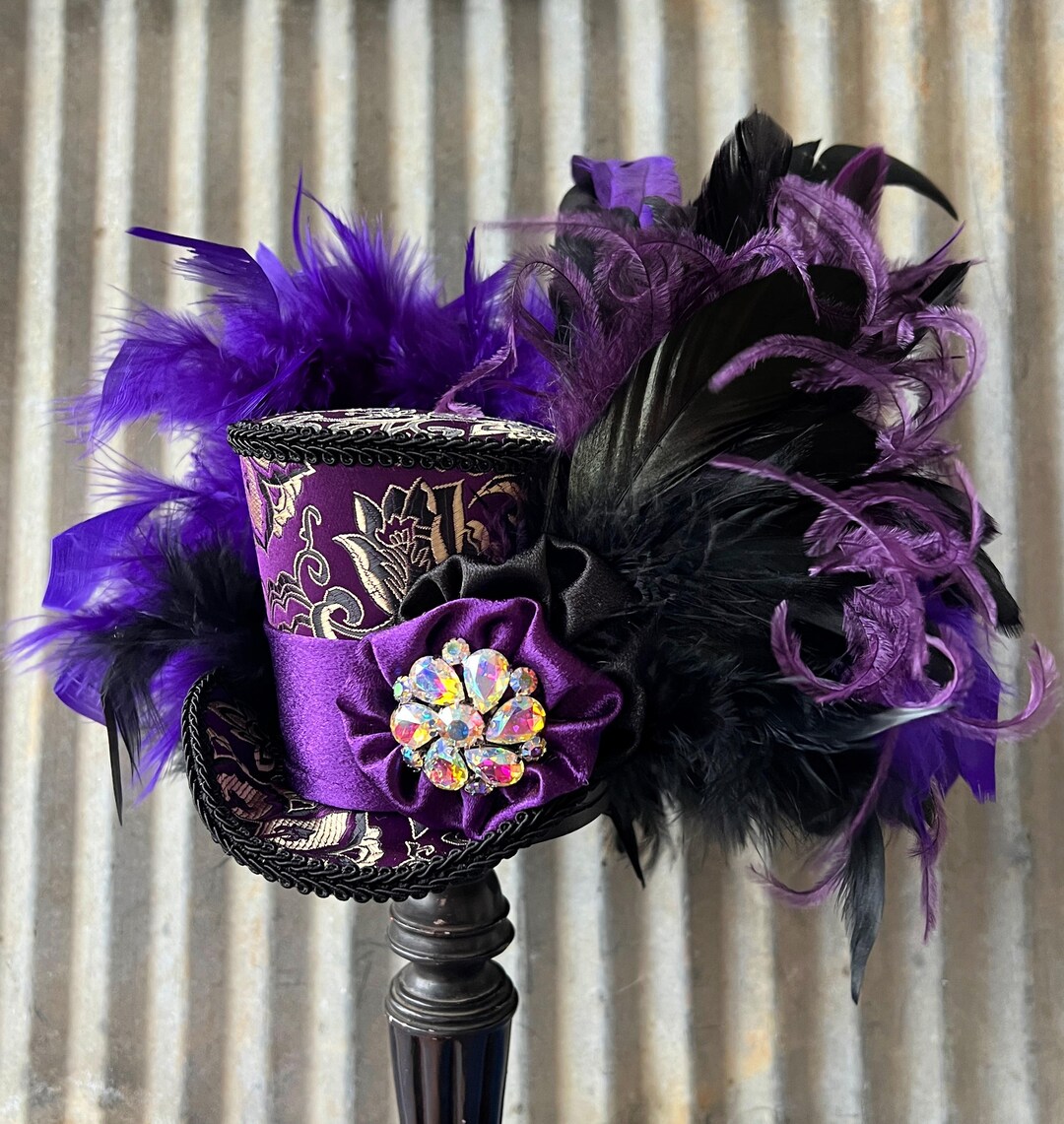 Mini Top Hat, Purple Rhinestone Bling Hat, Alice in Wonderland, Mad ...