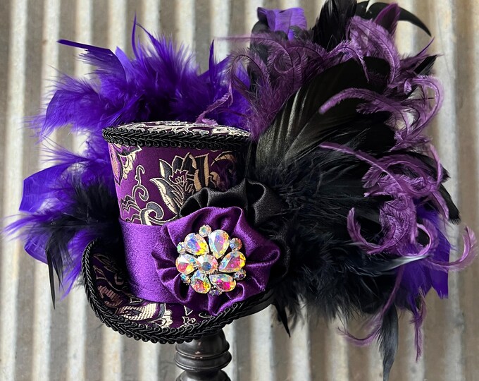 Mini Top Hat, Purple Rhinestone Bling Hat, Alice in Wonderland, Mad ...