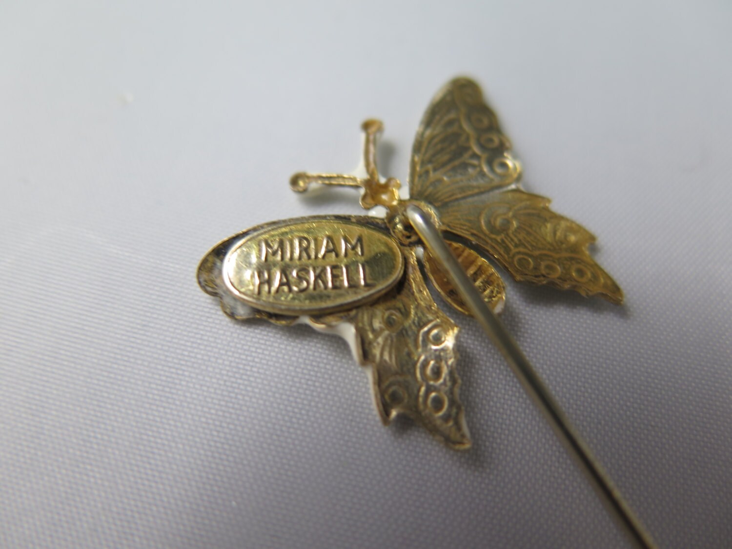 Miriam Haskell White Butterfly Stick or Hat Pin - Etsy