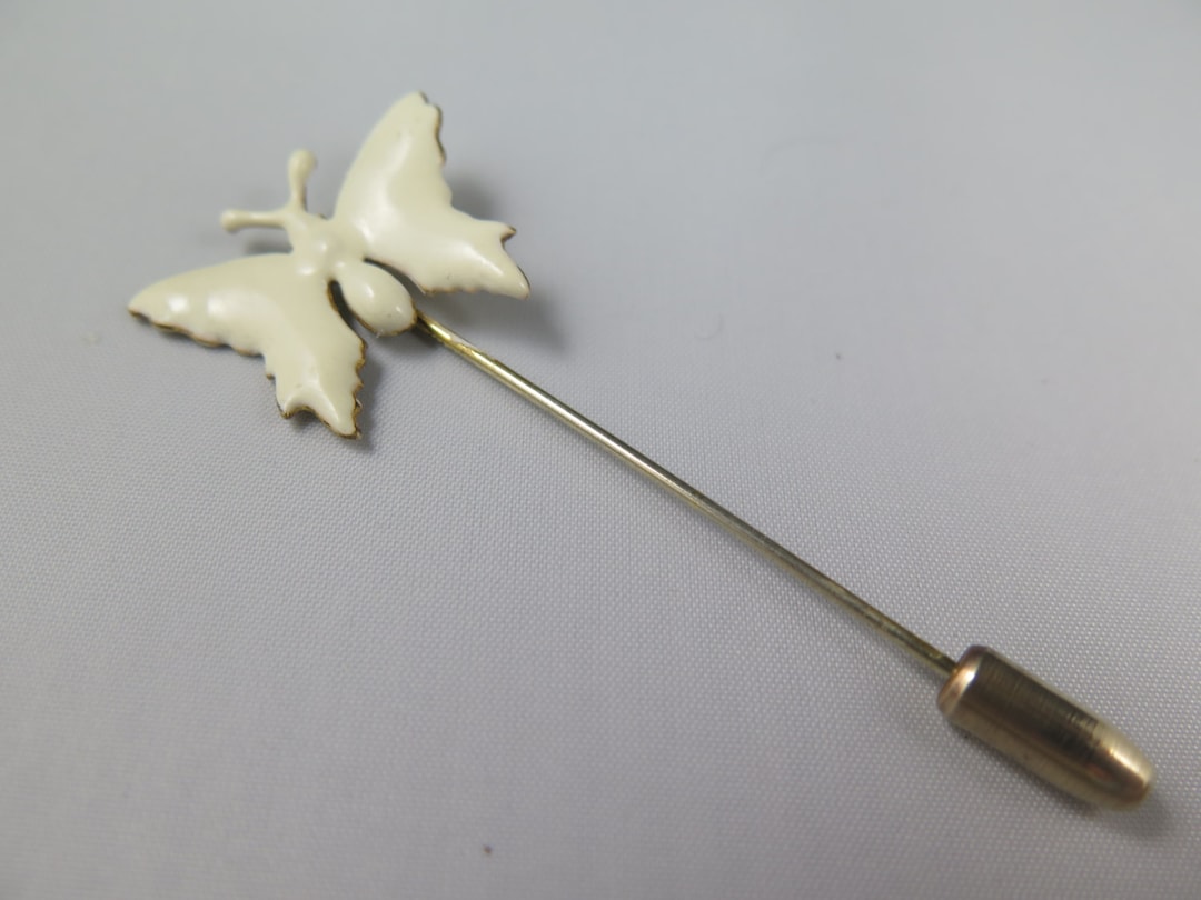 Miriam Haskell White Butterfly Stick or Hat Pin - Etsy