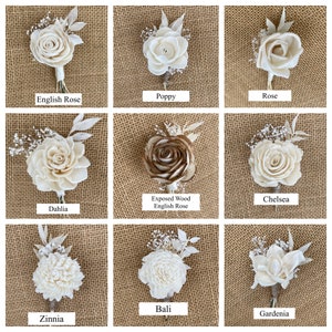 Choose Your Boutonniere, Sola Flowers, Wedding Flowers, Groomsmen, Wood ...
