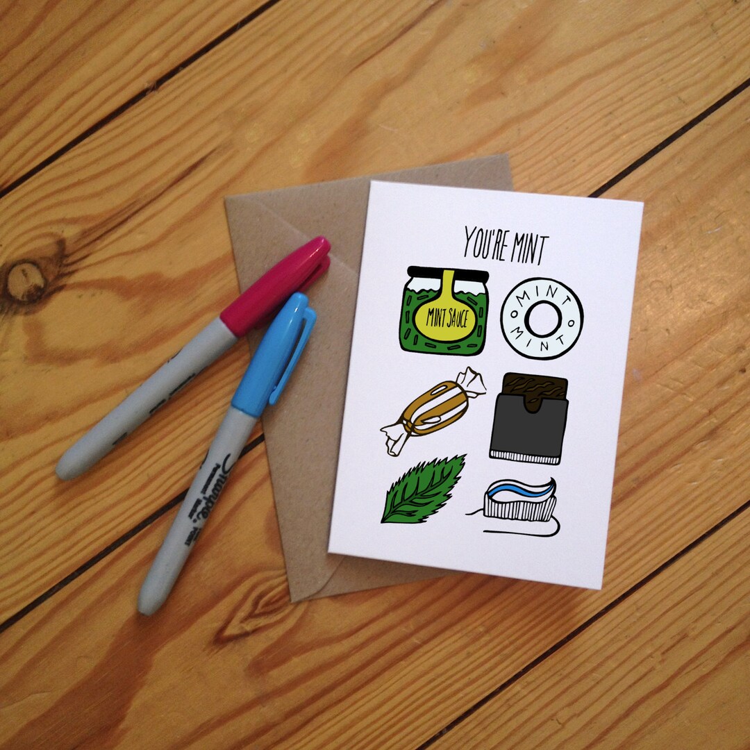 You're Mint Illustrated Greetings Card - Etsy UK